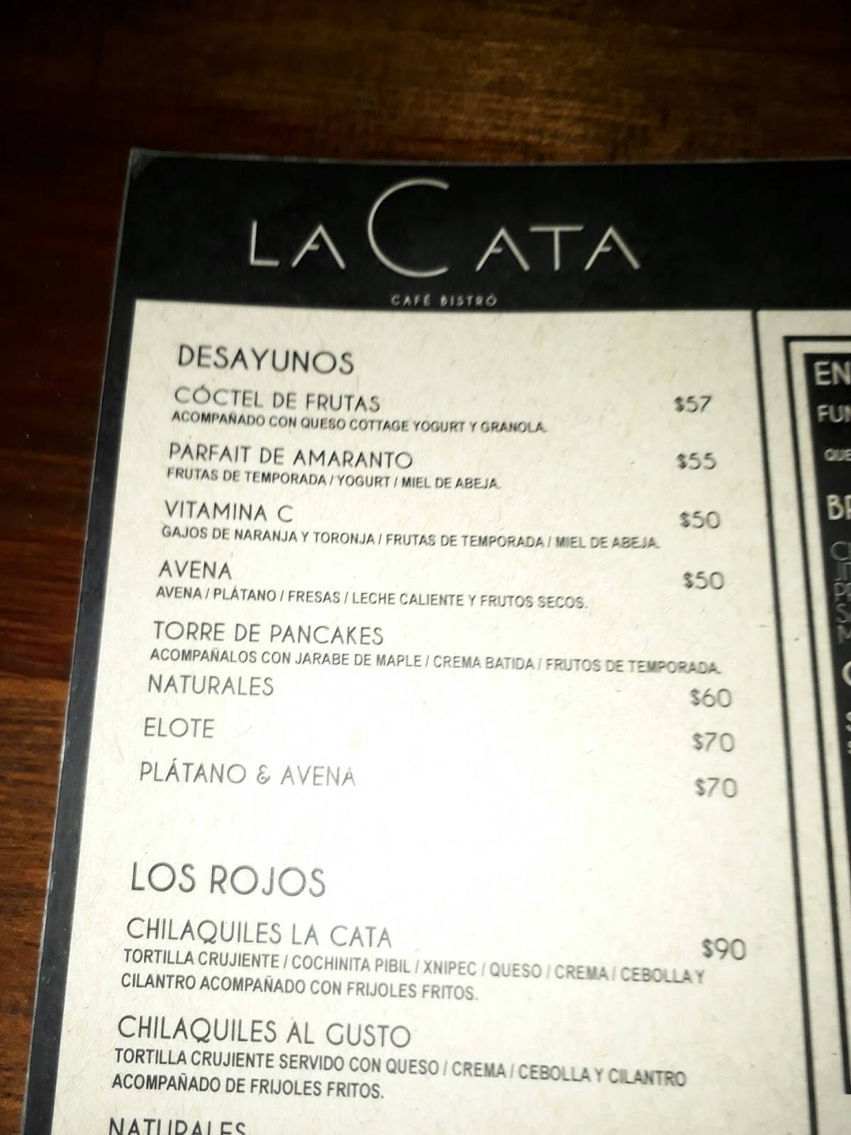 Carta de LA CATA - Cafetería De Especialidad / Restaurante / Bar ...