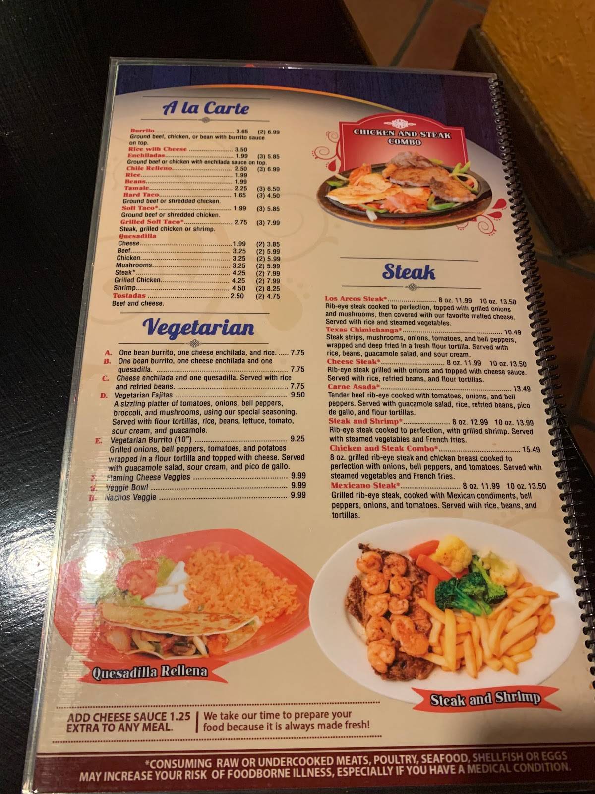 Menu at LOS ARCOSS MEXICAN RESTAURANT, Gardendale