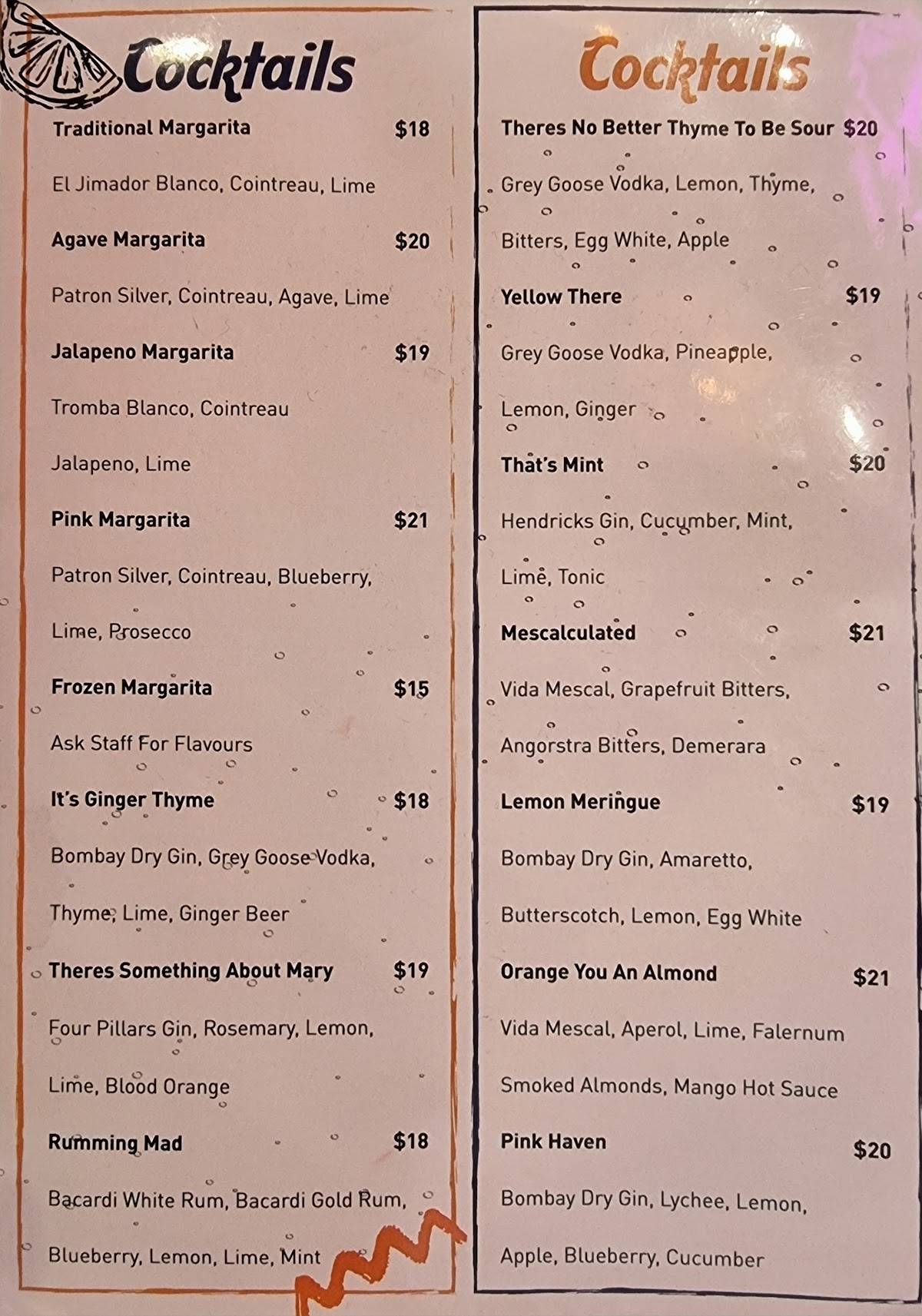 Menu at La Cabra Mexican - Carlton restaurant, Carlton