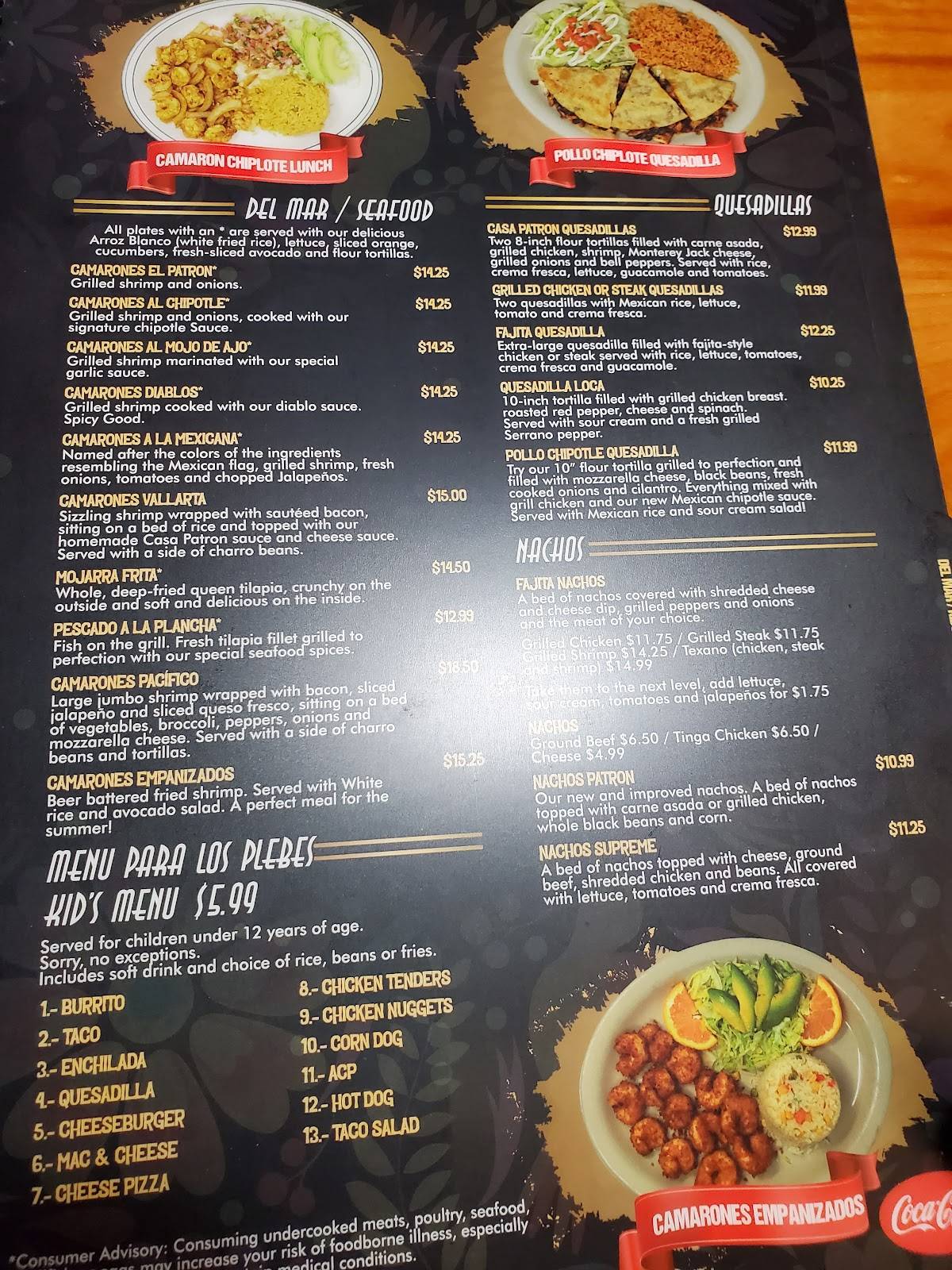 Menu at La Casa Del Patron restaurant, Havelock