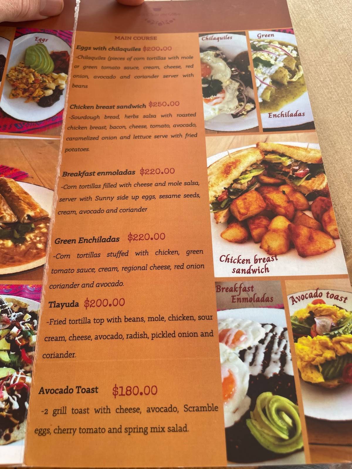 Menu at La Casa del Mole restaurant, Cabo San Lucas, Esquina