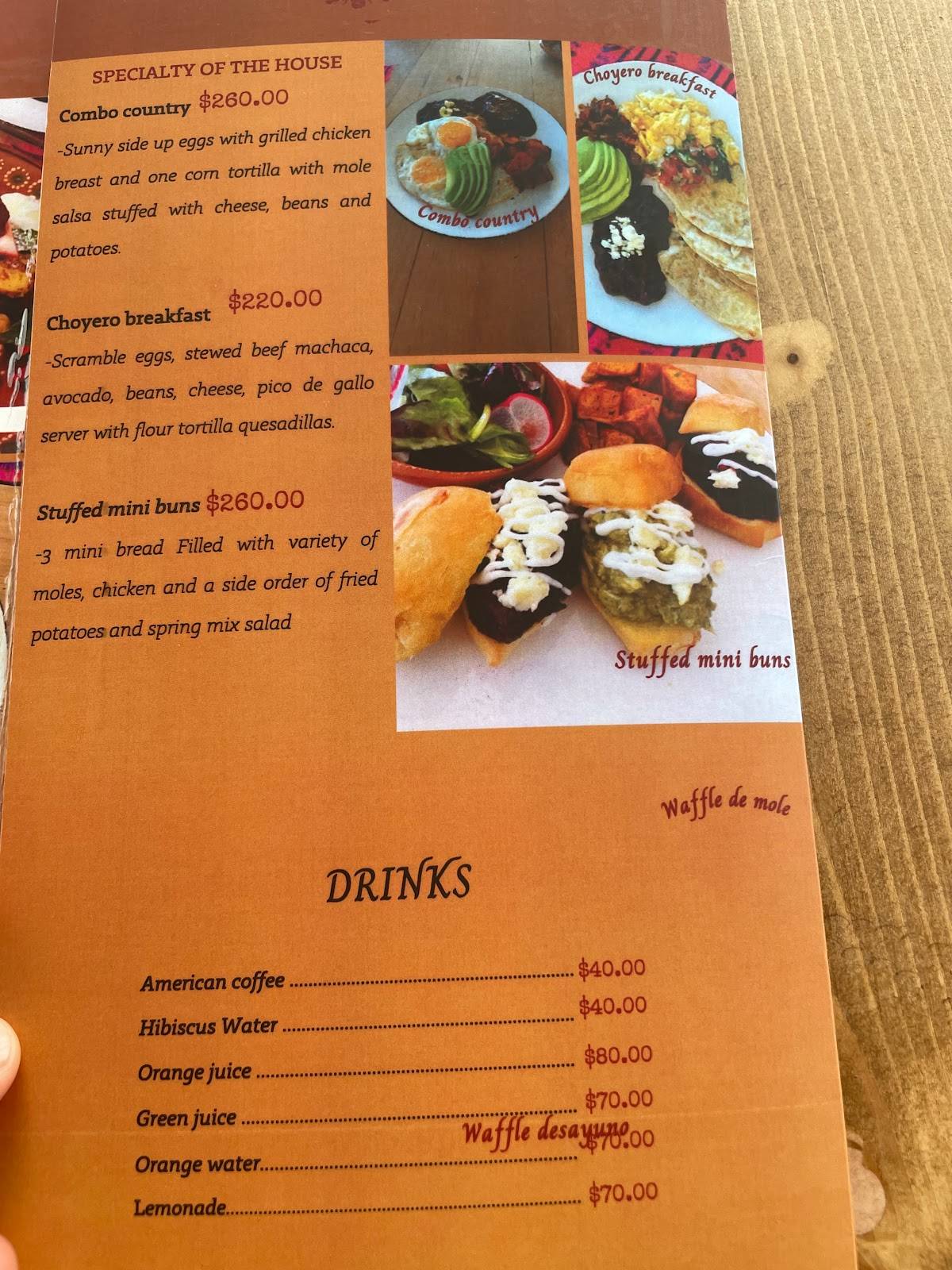 Menu at La Casa del Mole restaurant, Cabo San Lucas, Esquina
