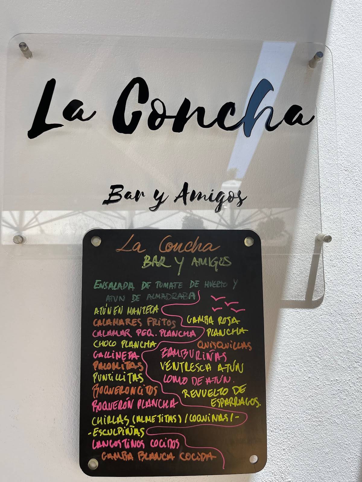 Carta de La Concha Bar y Amigos, Palmones