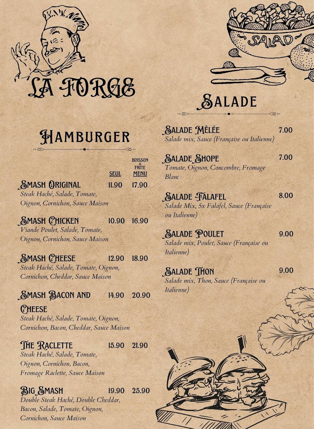Menu da La Forge Restaurant, Romont