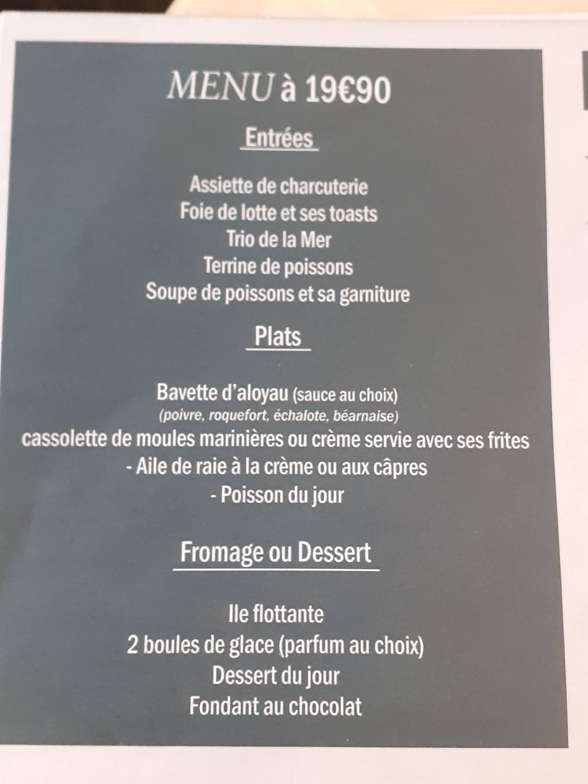 Menu au La Frégate restaurant, Dieppe, 23 B Quai Henri IV