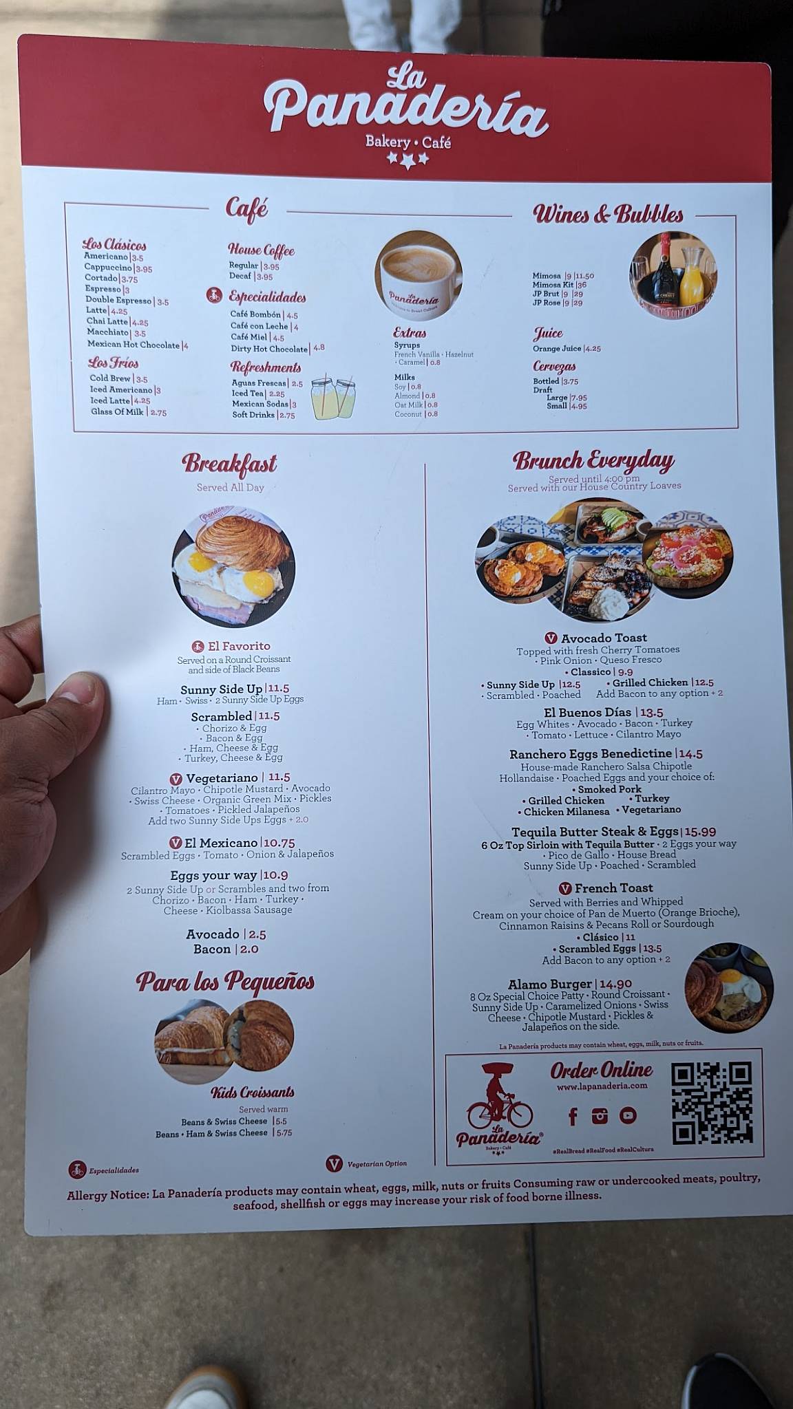 Menu at La Panadería Bakery Café, San Antonio, 301 E Houston St