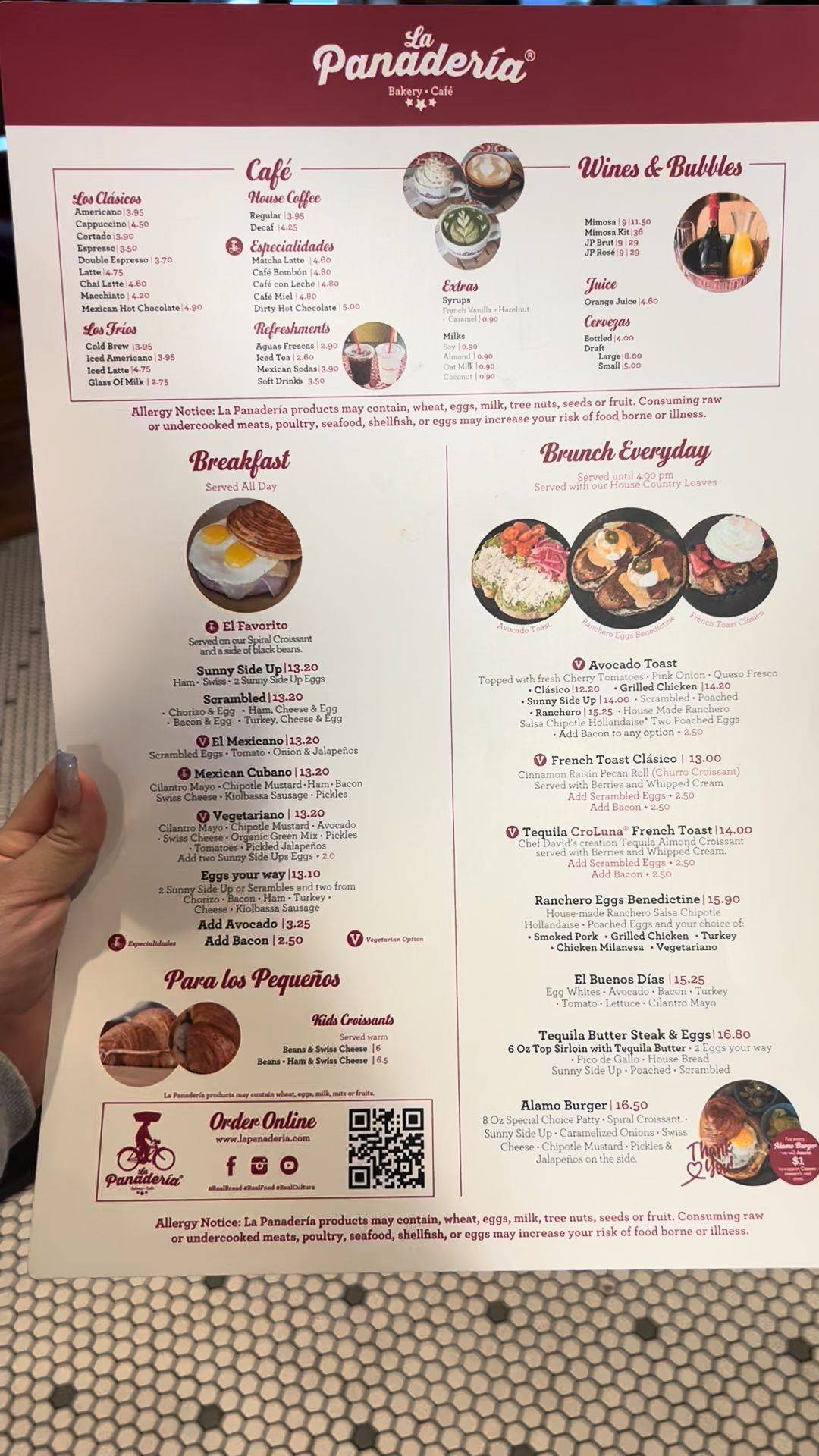 Menu at La Panadería Bakery Café, San Antonio, 301 E Houston St