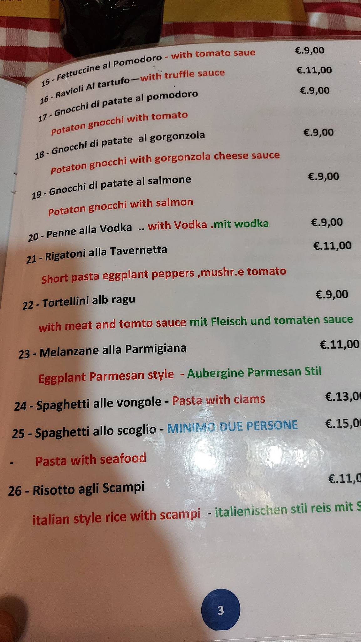 Menu at La Tavernetta 29 da Tony e Andrea pizzeria, Rome