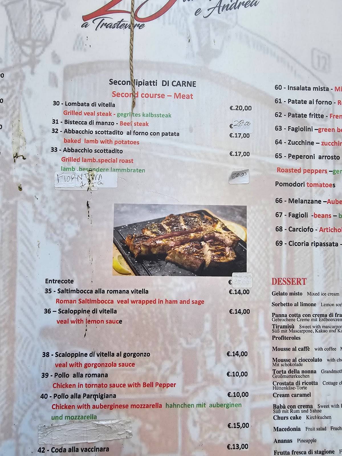 Menu at La Tavernetta 29 da Tony e Andrea pizzeria, Rome