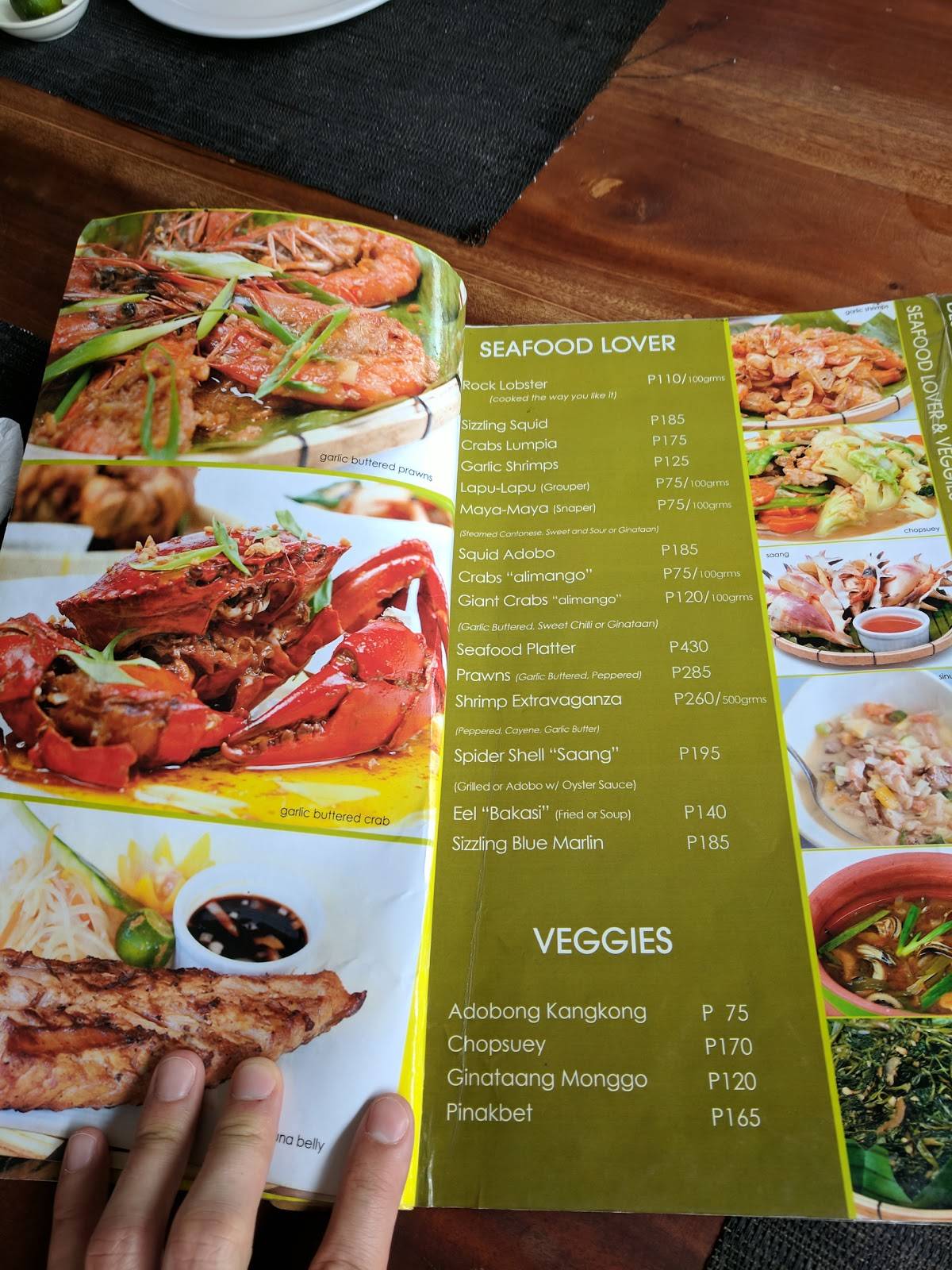 Menu at Lantaw Native Restaurant, Dumaguete, EJ Blanco Drive