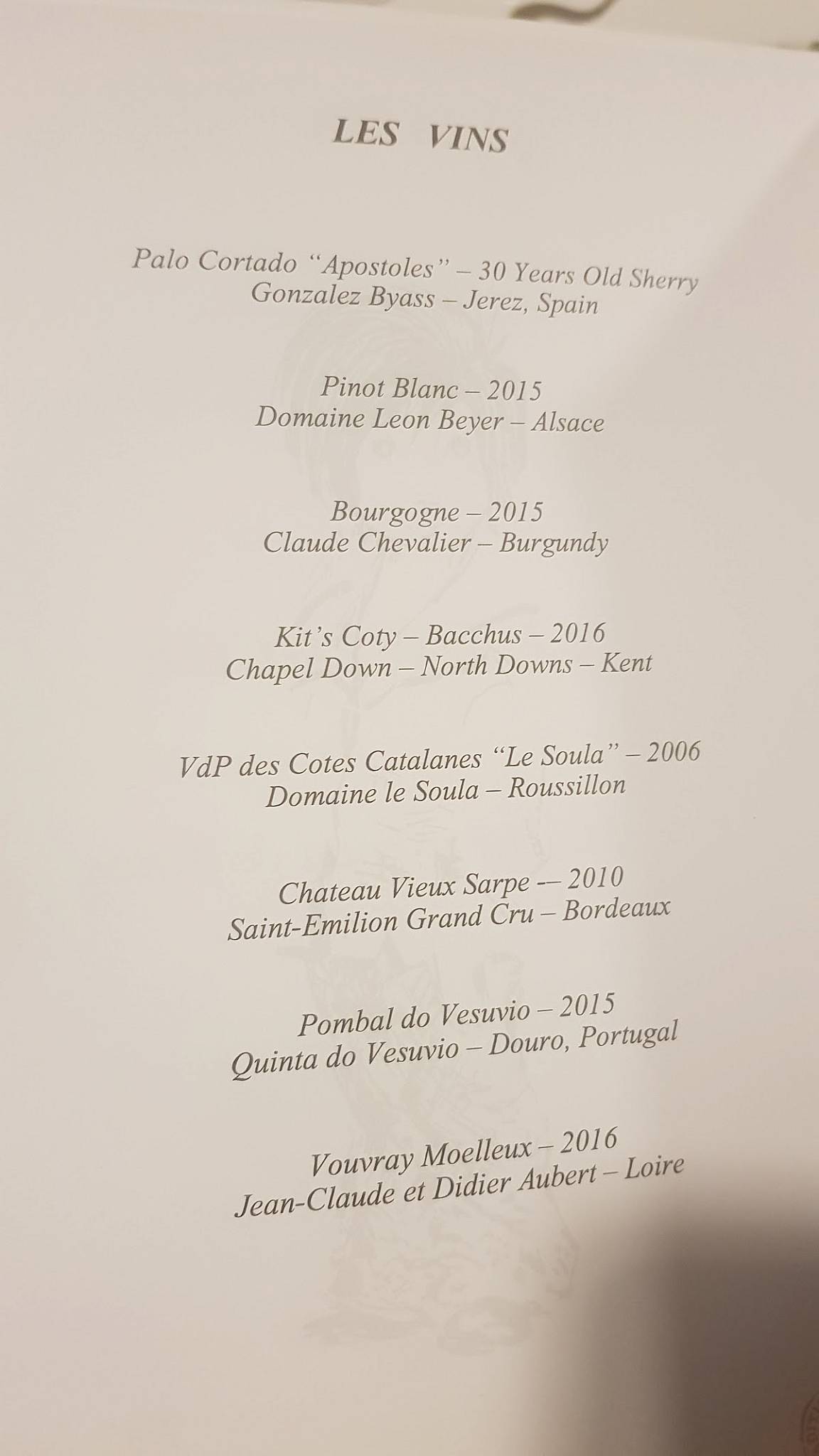 Menu at Le Gavroche restaurant, London