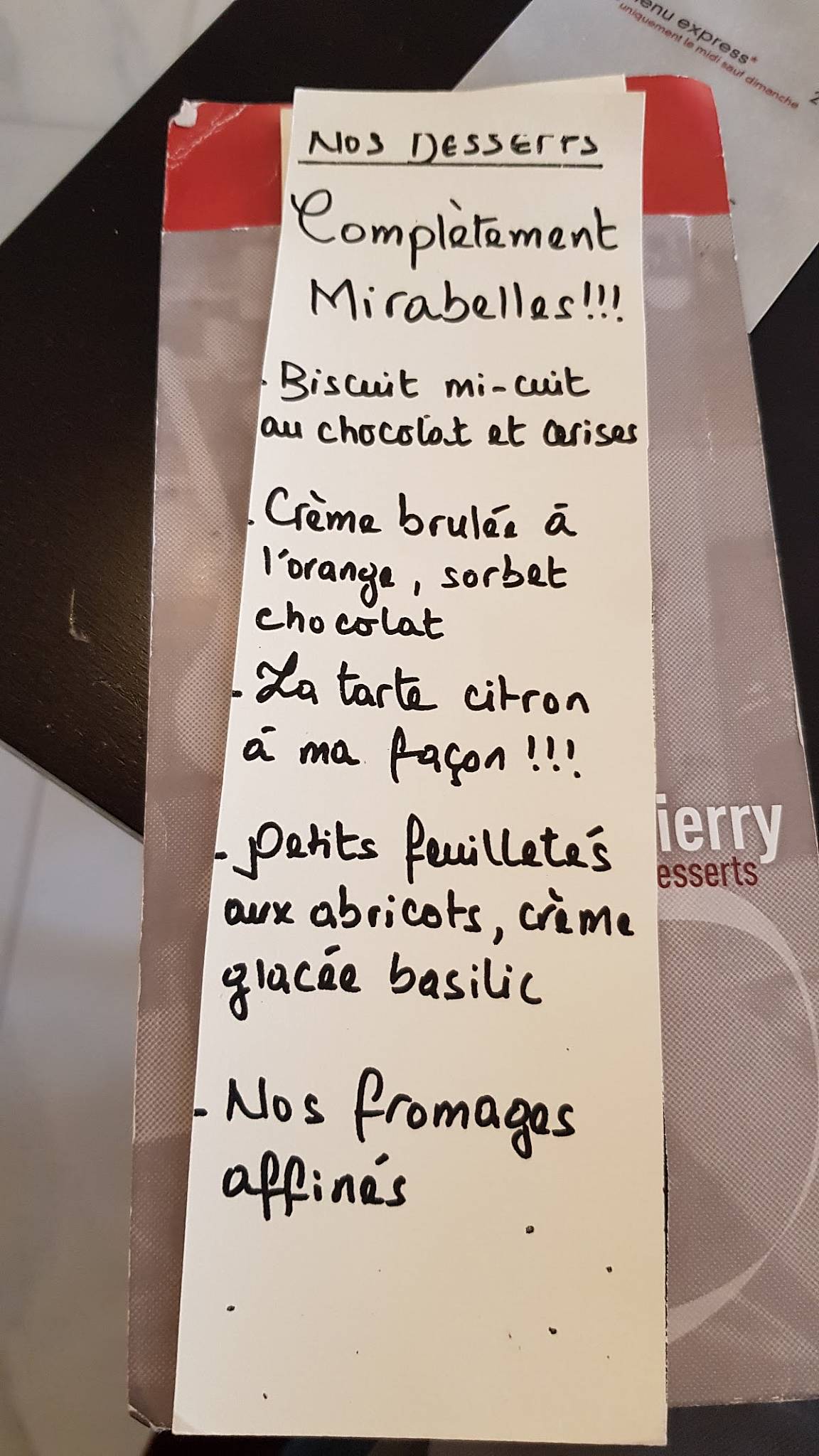 Menu au Le Petit Thierry restaurant, Sarreguemines