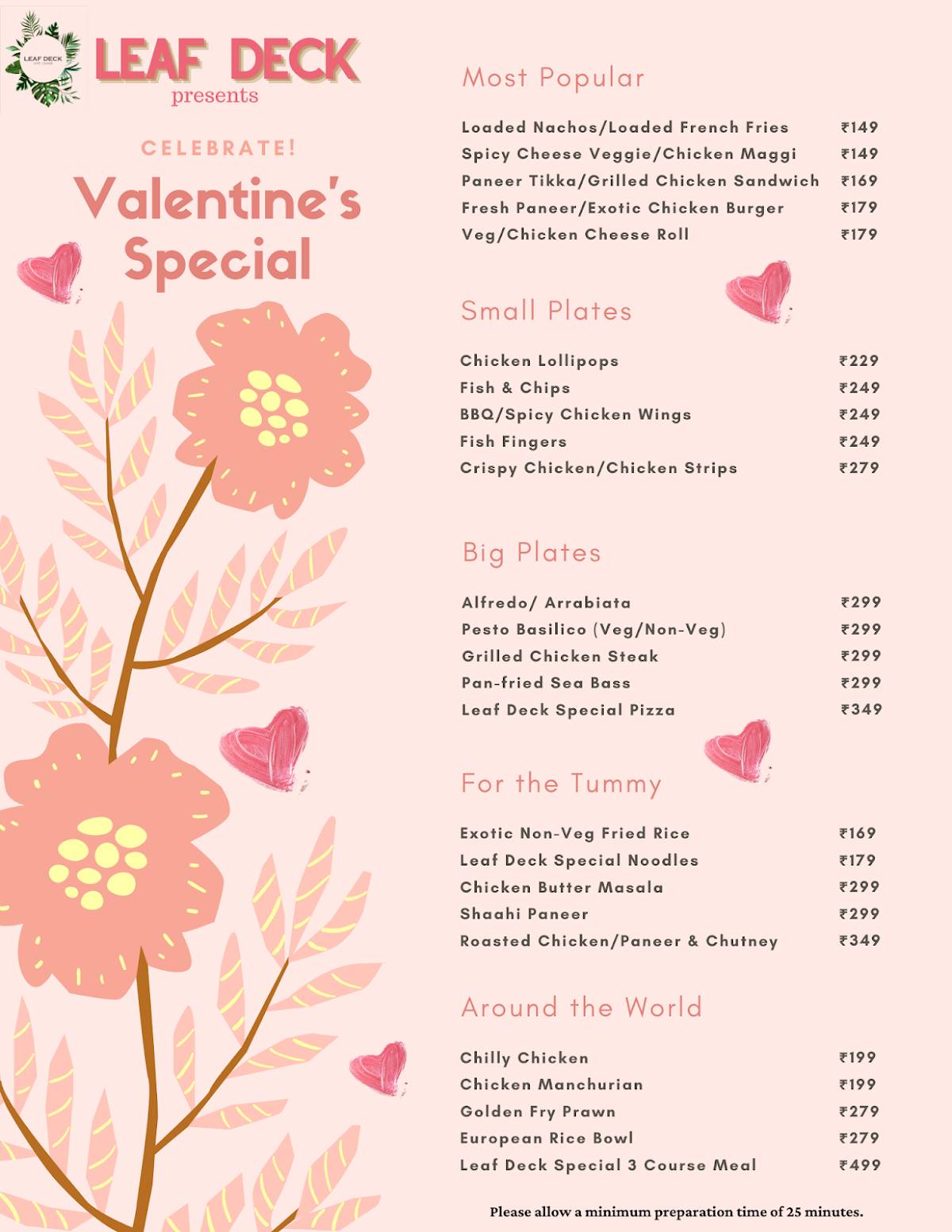 Menu at Leaf Deck Café, Guwahati