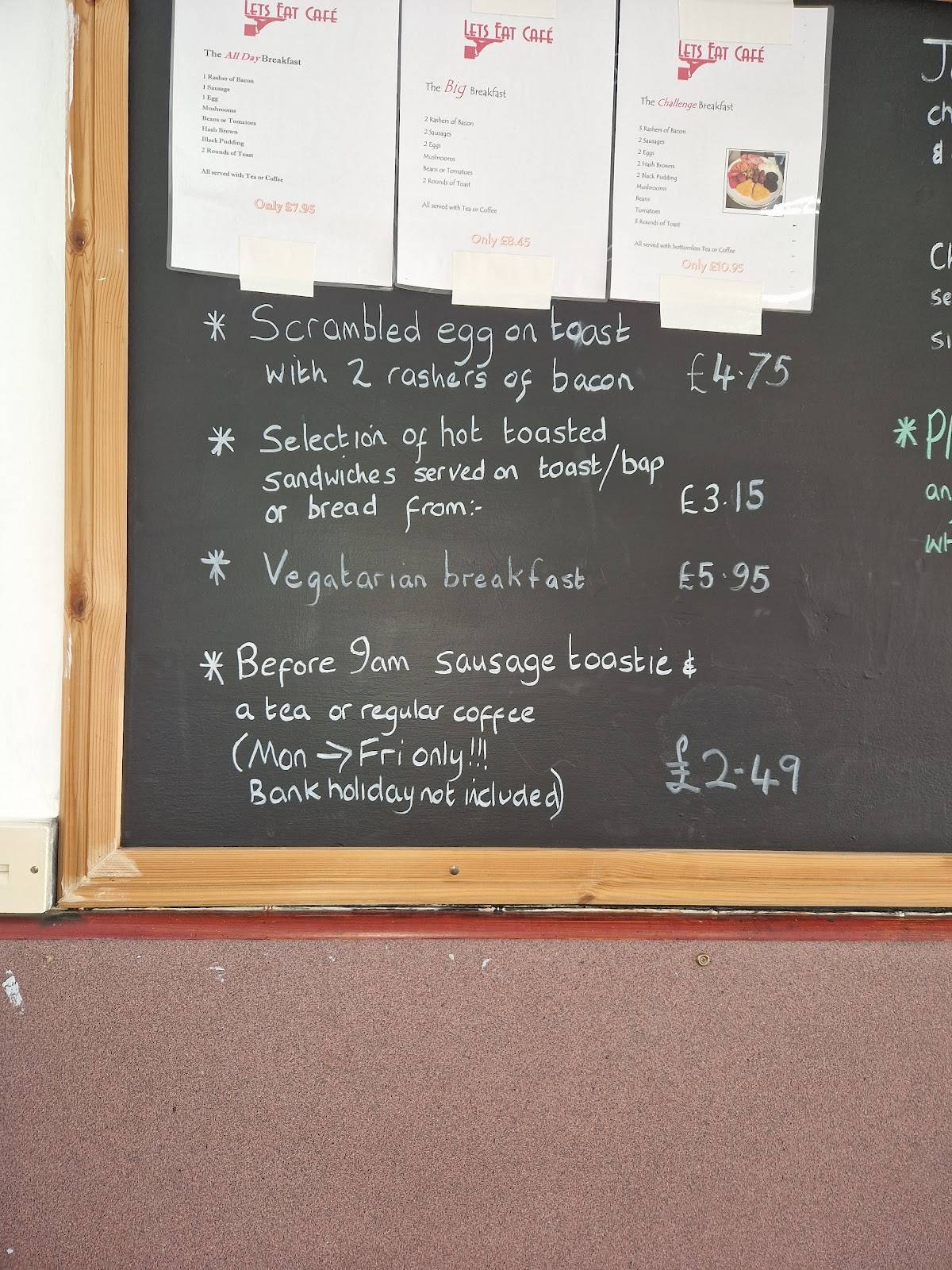 Menu at Lets Eat Cafe, Warrington