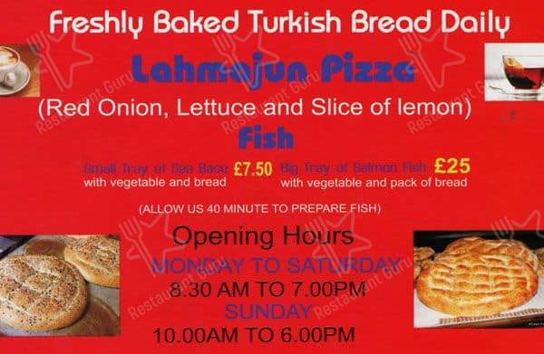 Menu at Levenshulme Bakery, Manchester, 842 Stockport Rd