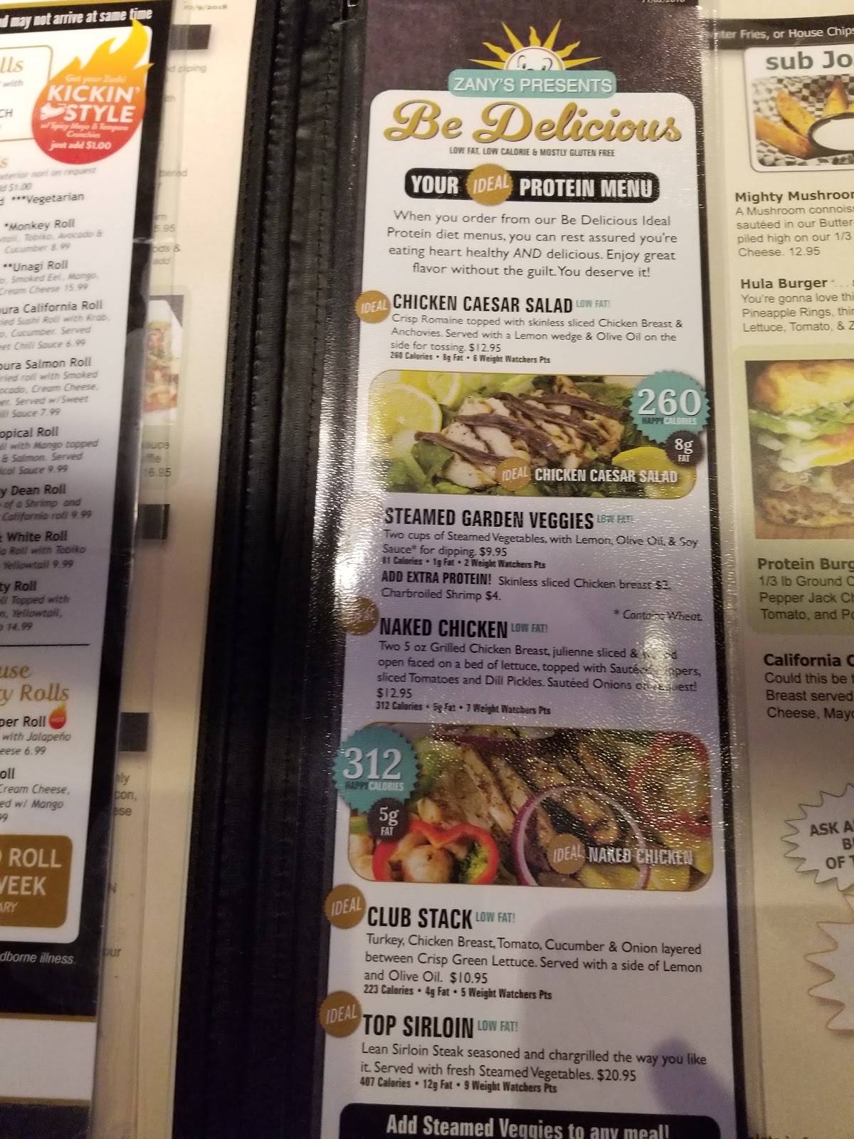 Menu at Zany Graze restaurant, Lewiston, 19th Ave