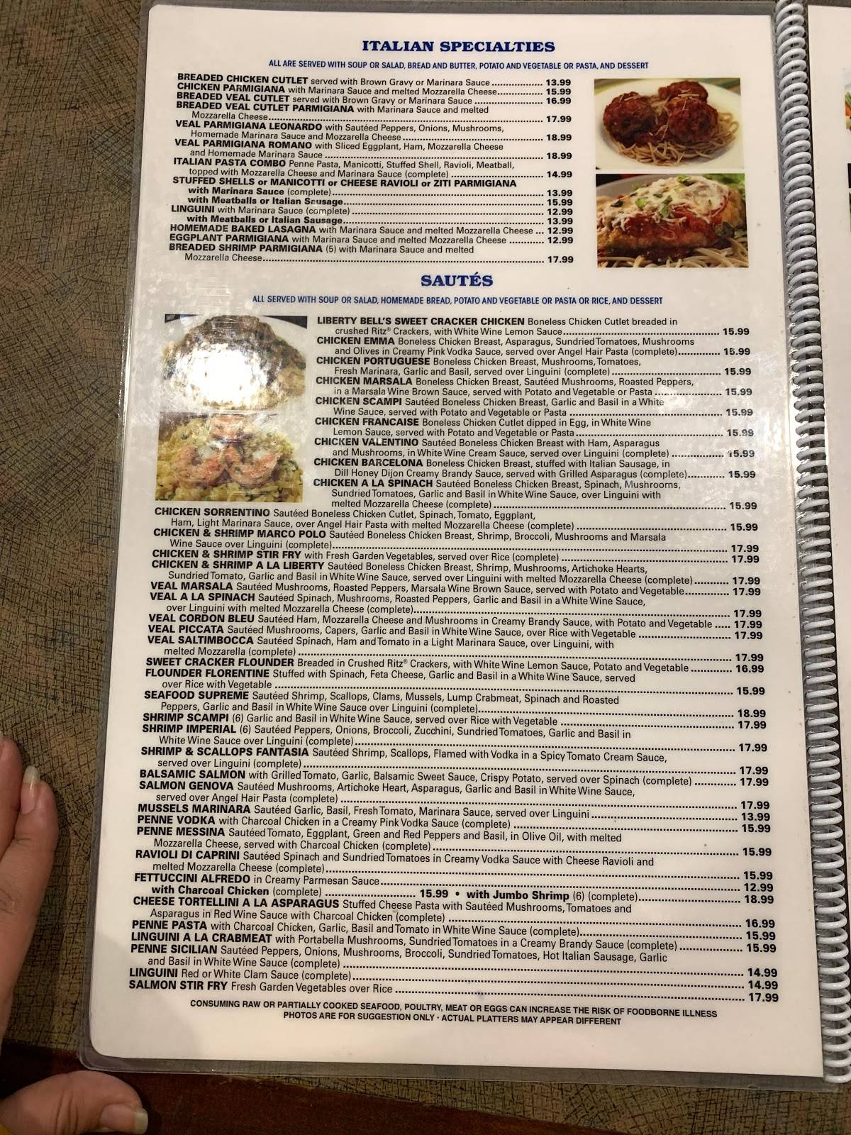 Menu at Liberty Bell Diner restaurant, Philadelphia, 8445 Frankford Ave