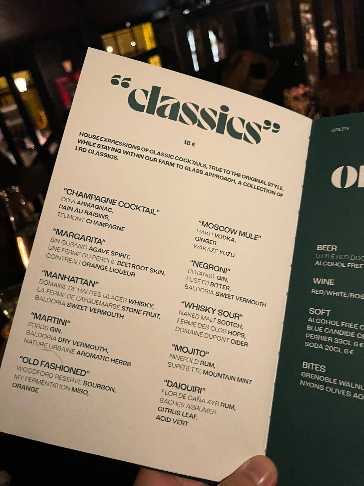 Menu at Little Red Door pub & bar, Paris