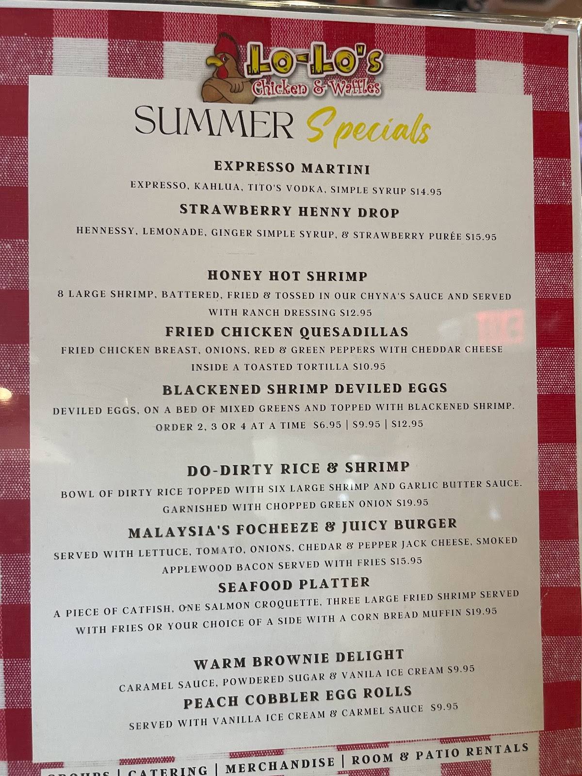 Menu at Lo-Lo's Chicken & Waffles restaurant, Grapevine, TX-114