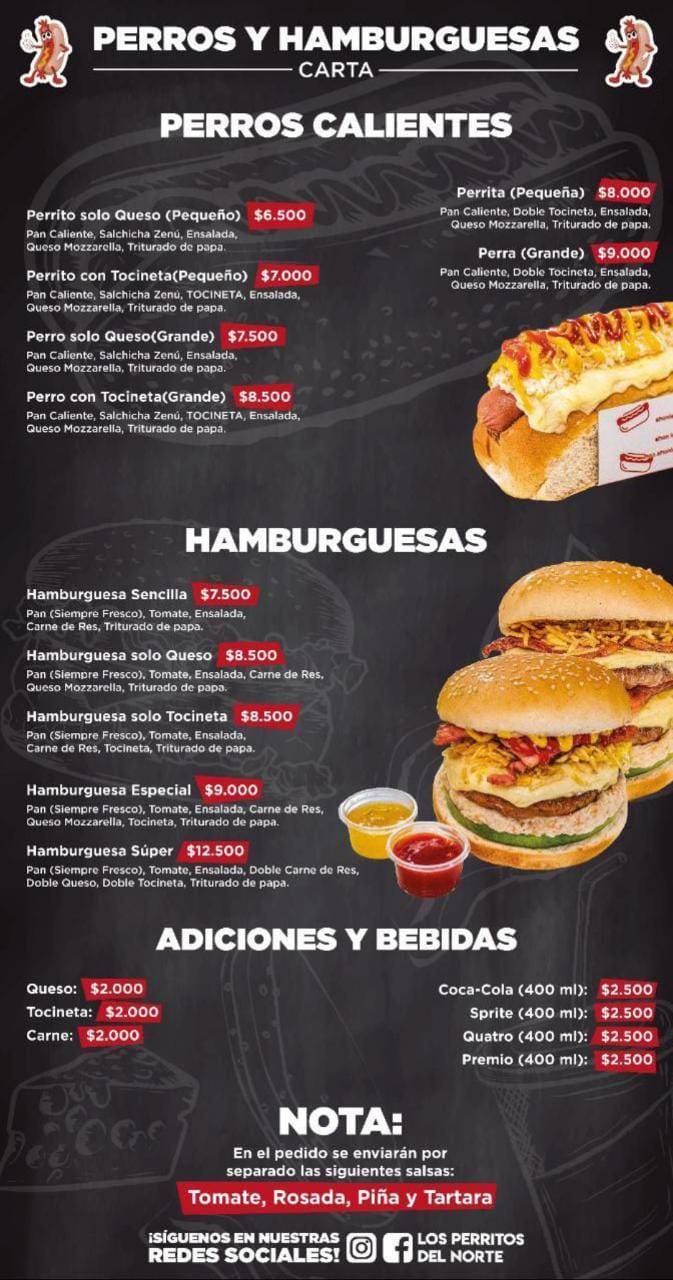 Carta del restaurante Los Perritos del Norte Villas del Comfenalco ...