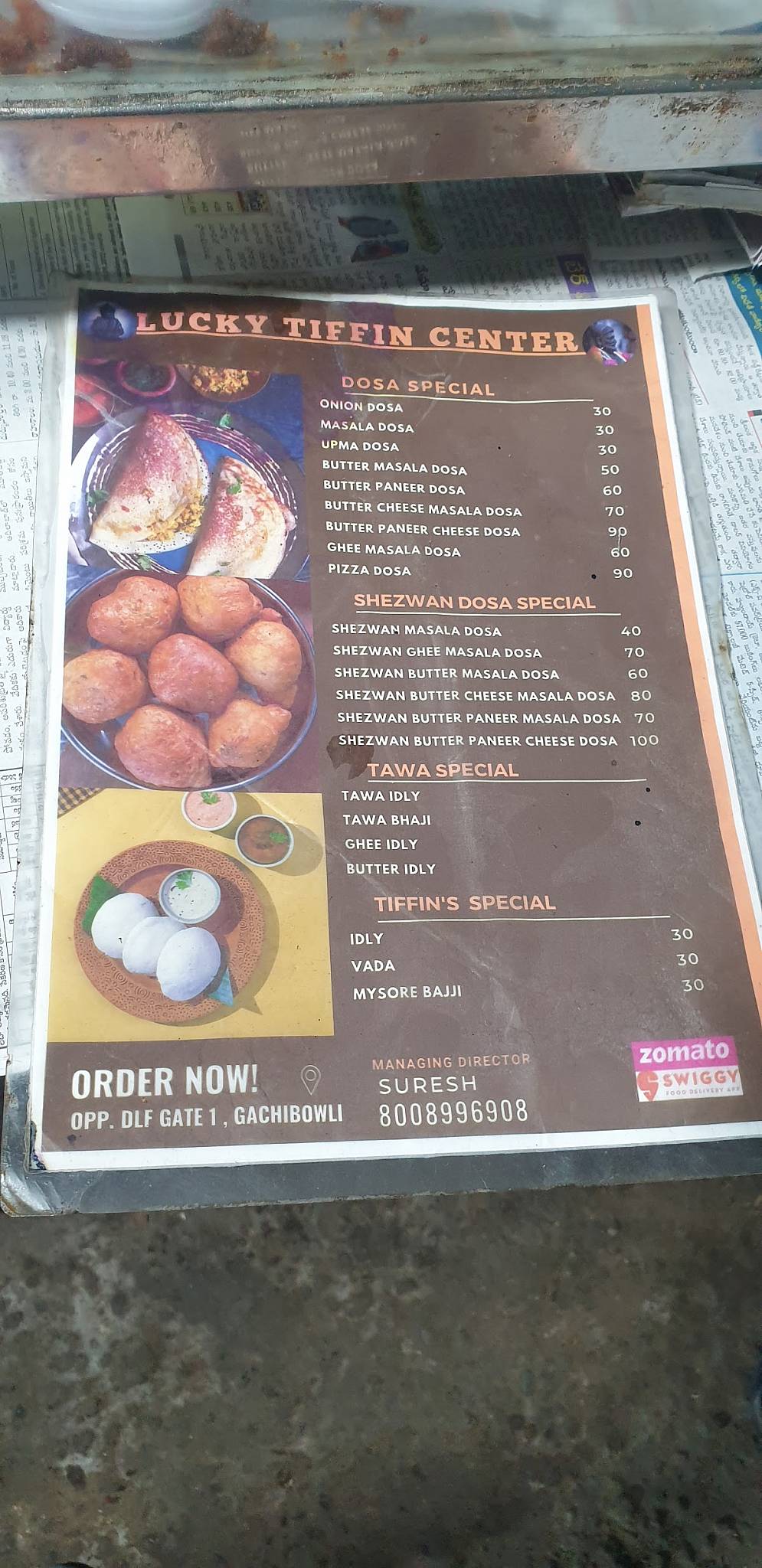 Menu at Lucky Tiffin Center (DLF), Hyderabad