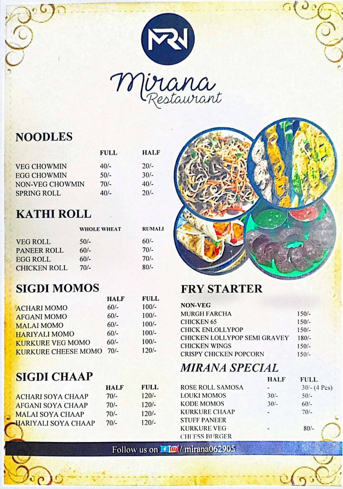 Menu at MIRANA RESTAURANT, Dehradun