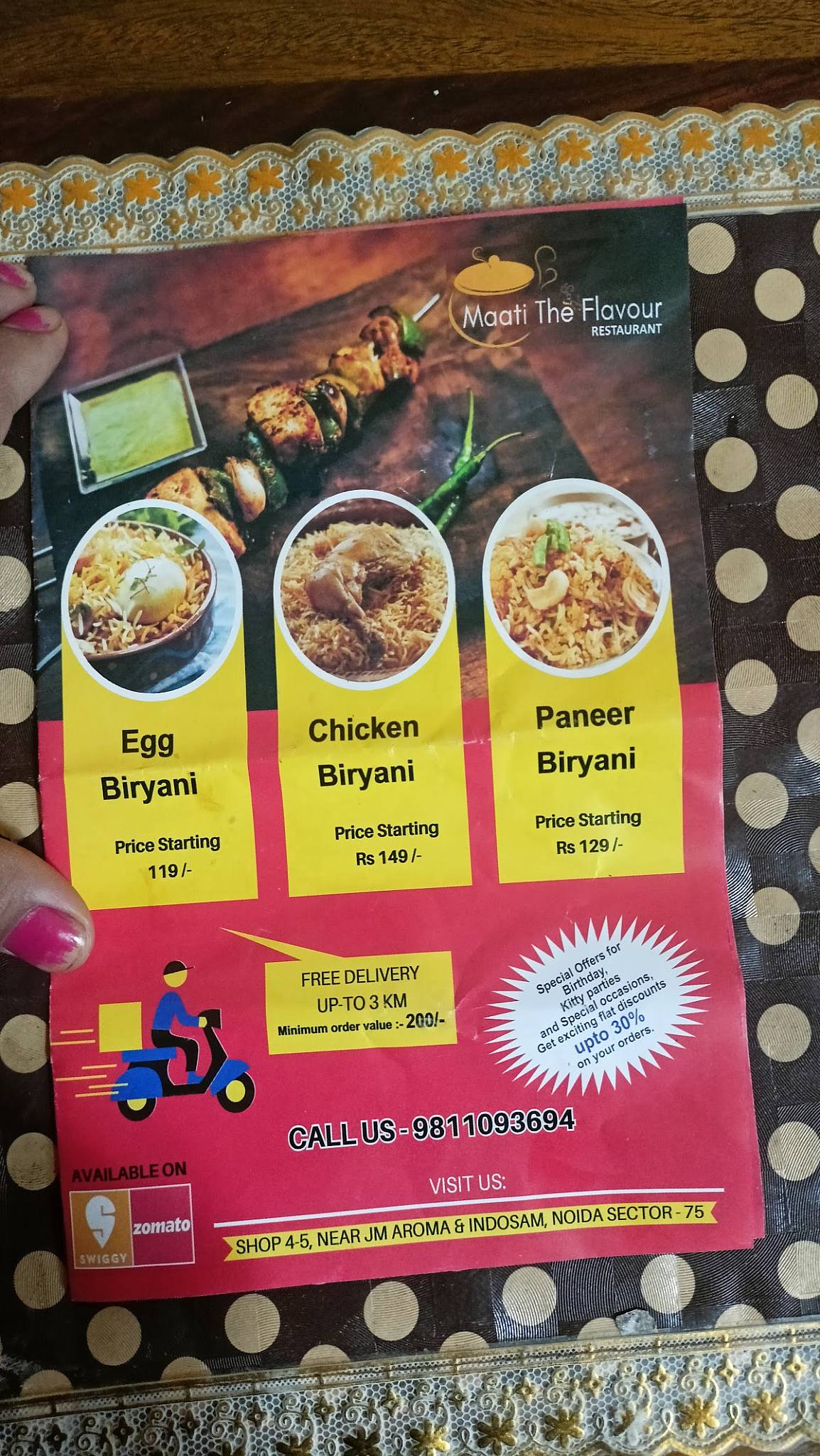 Menu at Maati the flavour, Noida