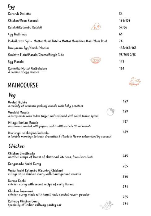 Menu at Madras Machan's, Chennai