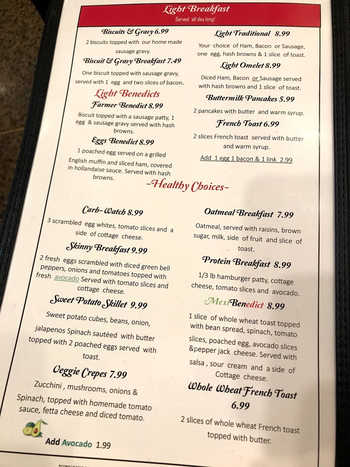Menu at Main Stop on the Ave restaurant, Yakima