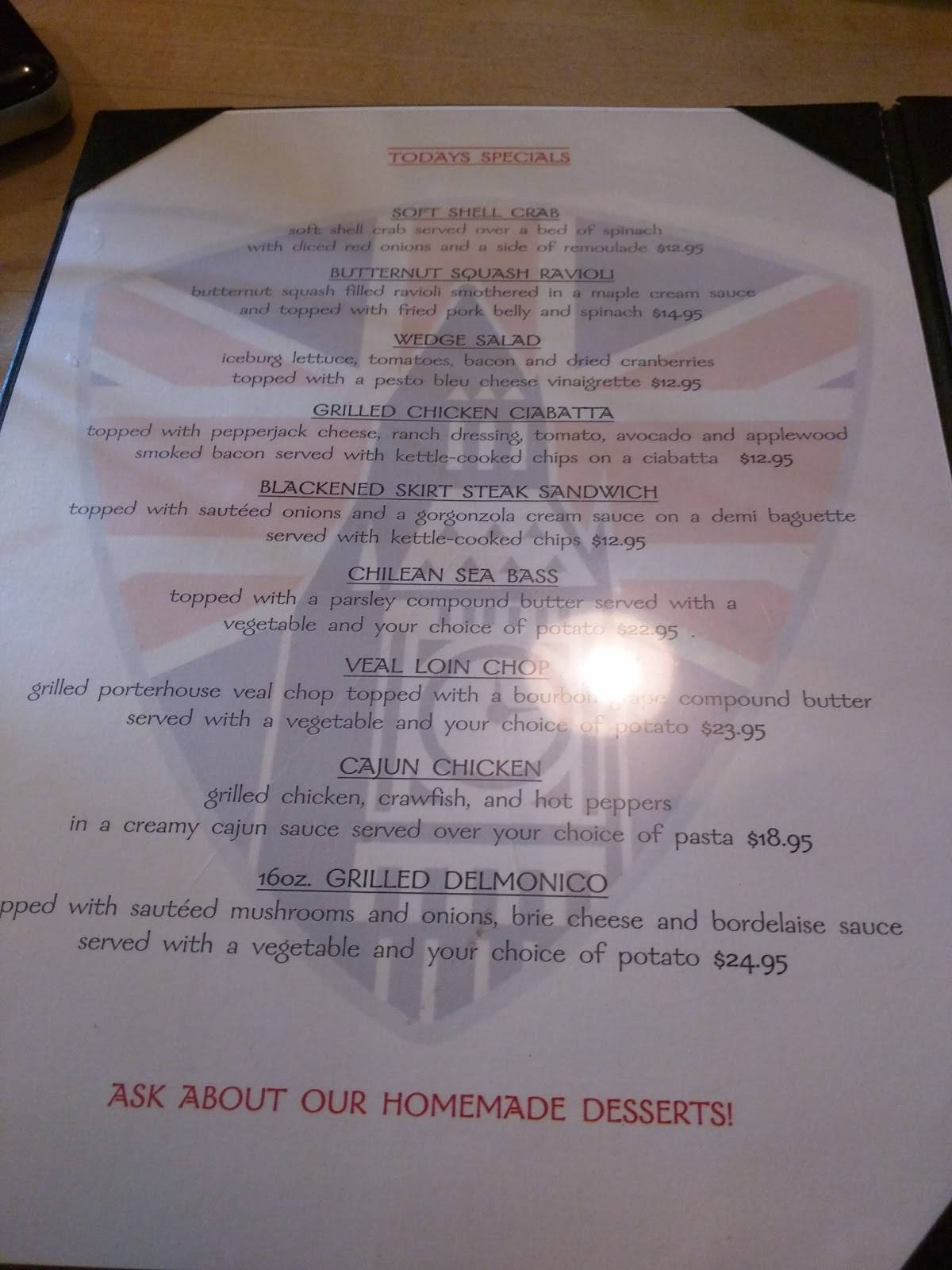 Menu at Man of Kent Tavern pub & bar, Hoosick
