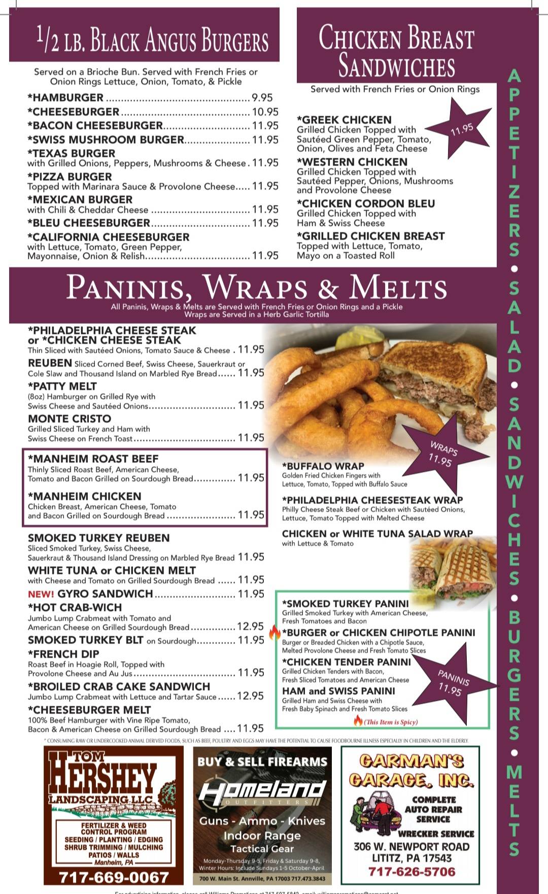Menu at City Star Diner restaurant, Manheim
