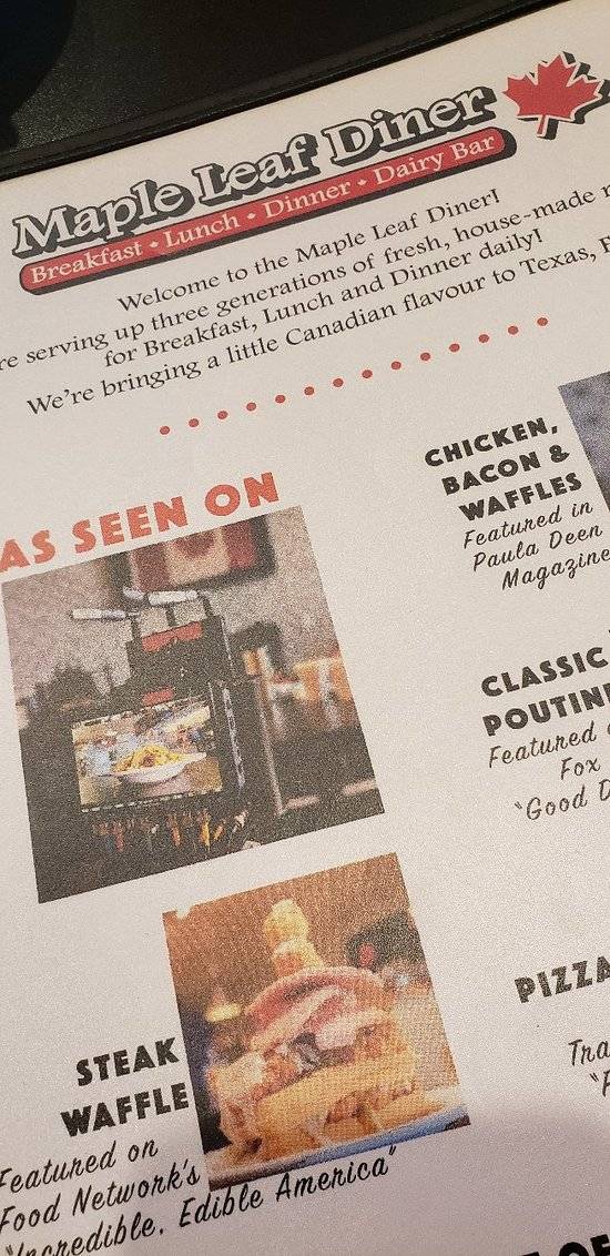 Menu at Maple Leaf Diner restaurant, Dallas