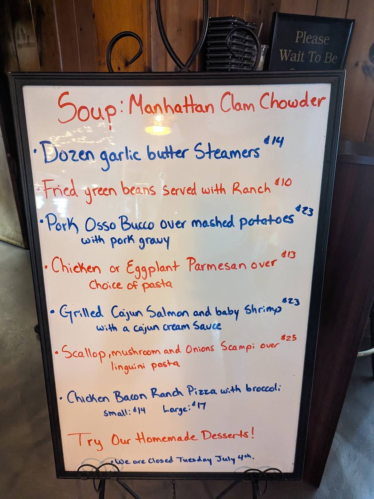 Menu at Maple On the Lake restaurant, East Berne