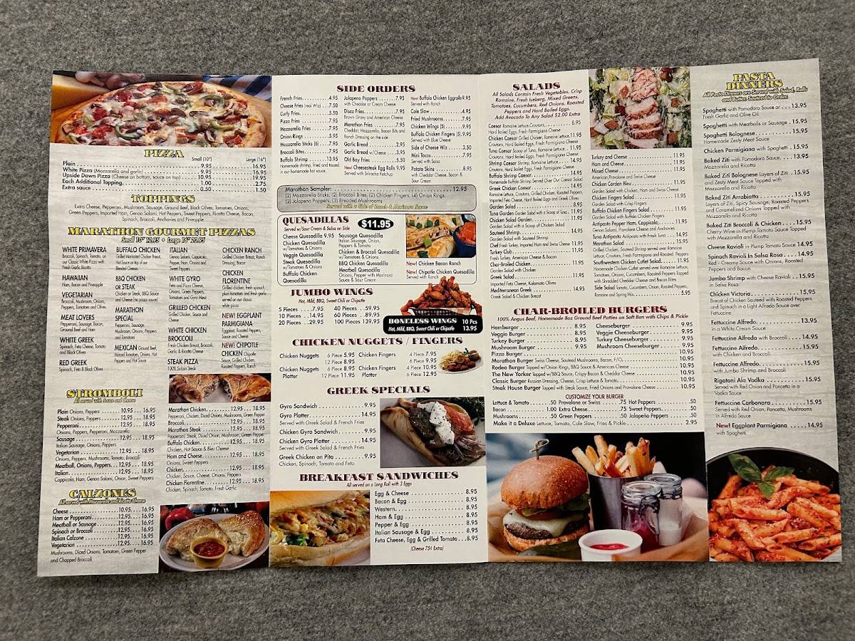 Menu at Marathon Pizza Manayunk pizzeria, Philadelphia