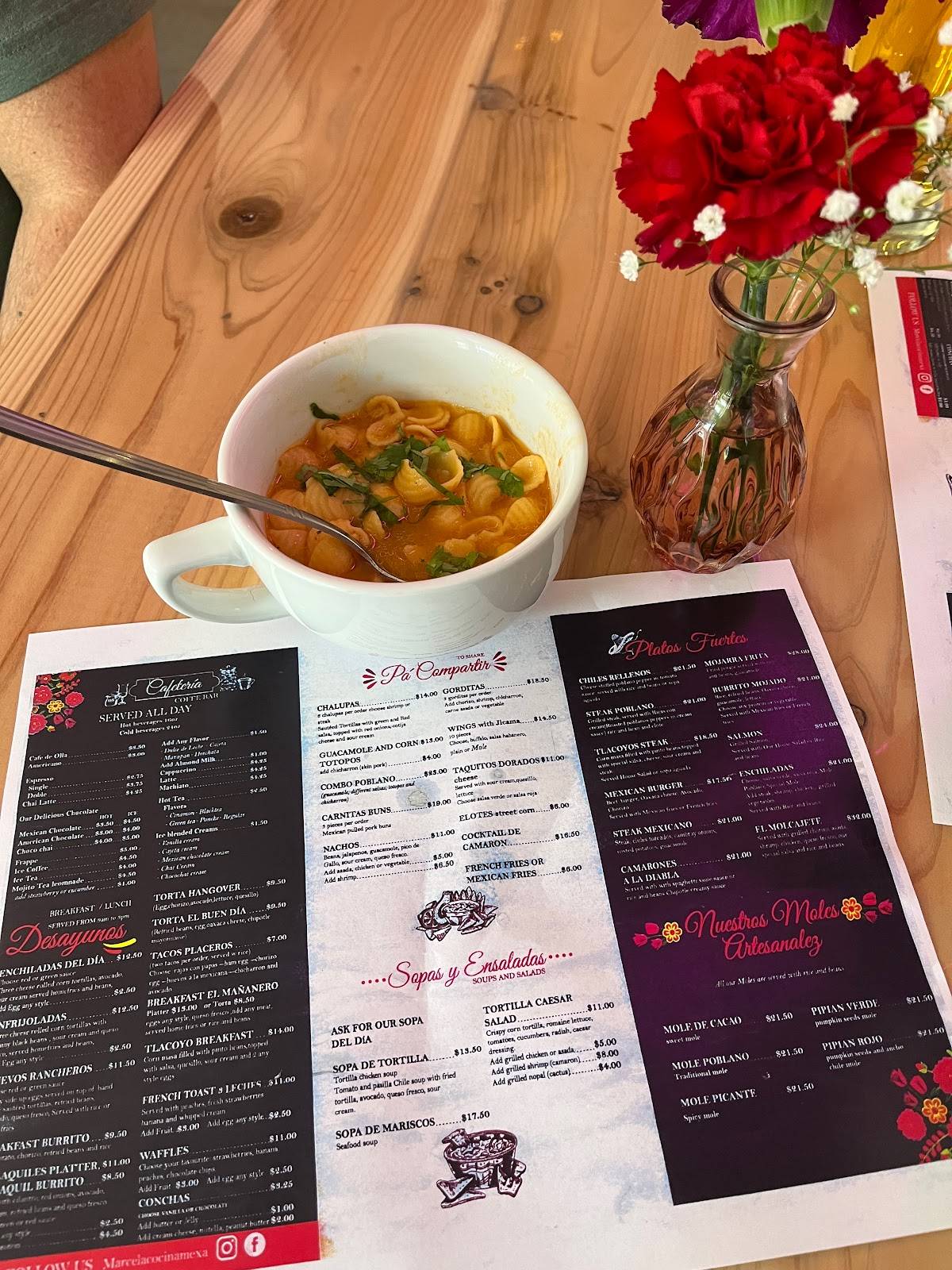 Carta del restaurante Marcela Cocina Mexicana, Nueva York