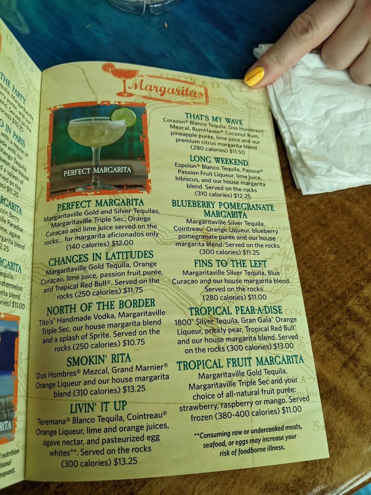 Menu at Margaritaville - Myrtle Beach pub & bar, Myrtle Beach