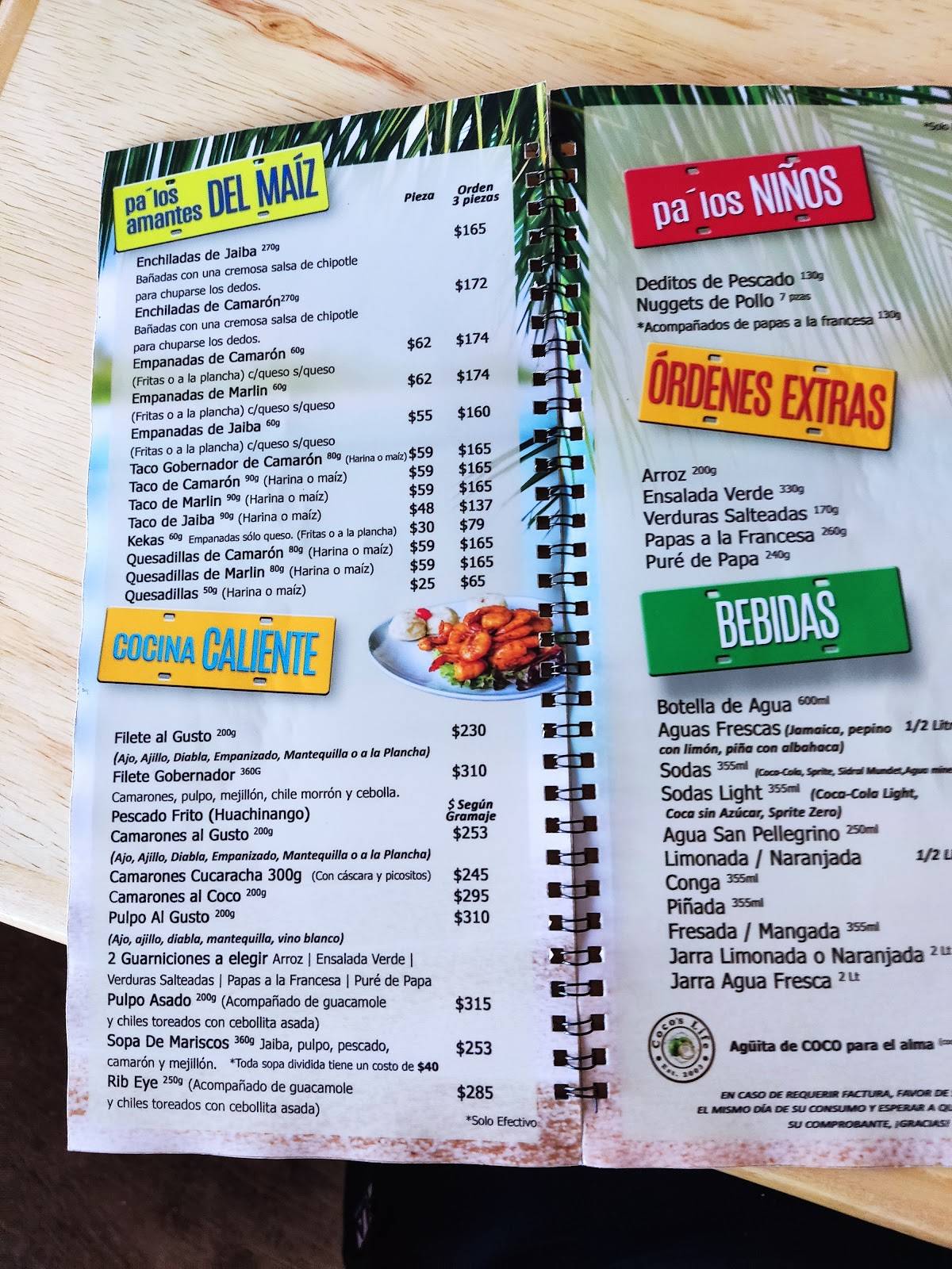 Menu at Mariscos 8 Tostadas restaurant, Puerto Vallarta, Quilla s/n ...