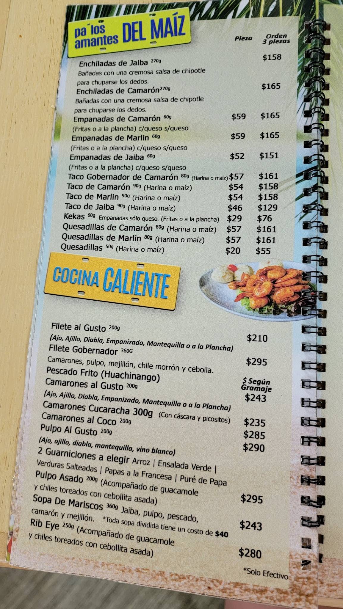 Menu at Mariscos 8 Tostadas restaurant, Puerto Vallarta, Quilla s/n ...