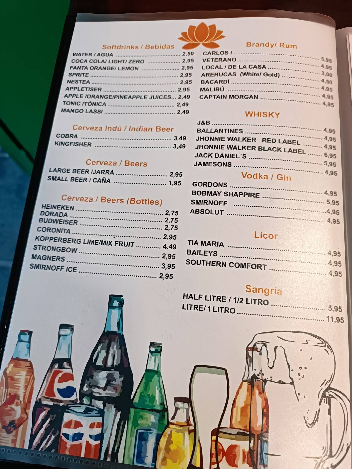 Menu at Masala Lounge Indian Restaurant & Bar, Costa Teguise