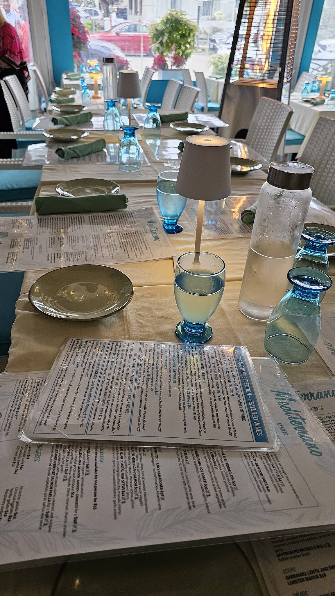 Menu at Mediterrano restaurant, Naples