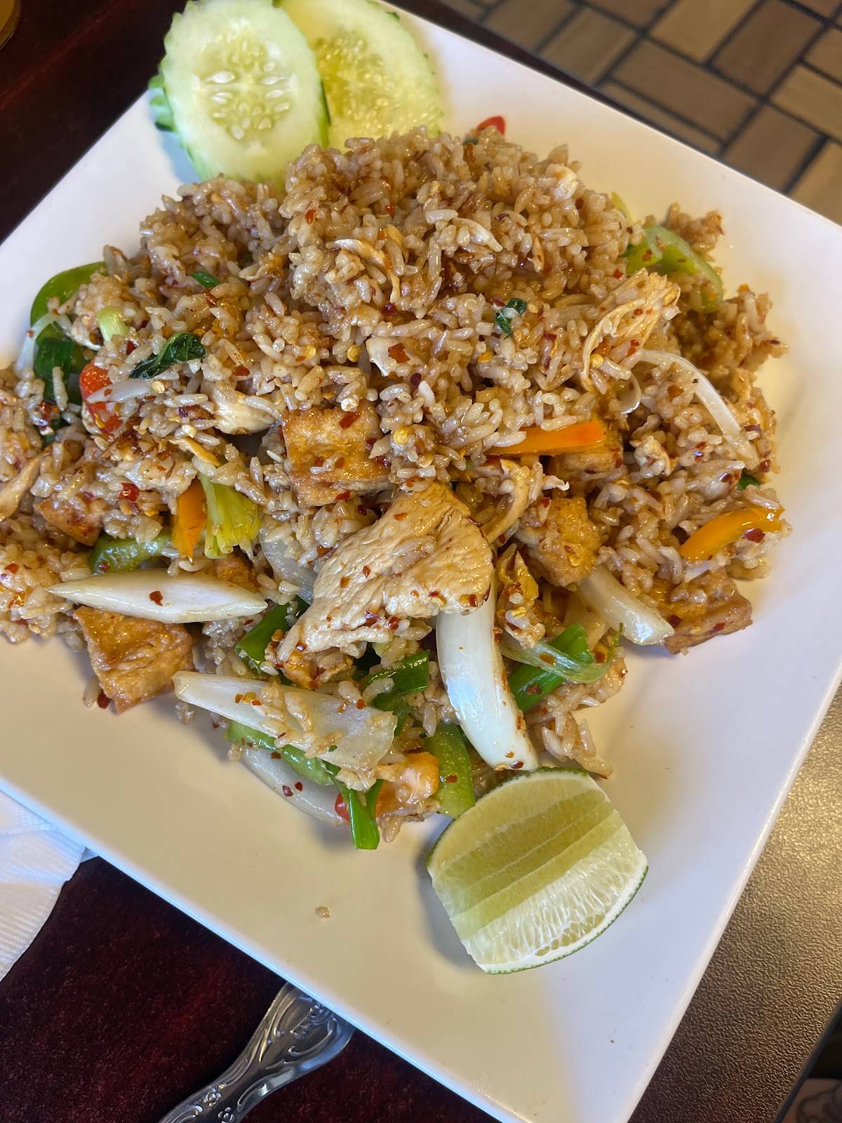 Menu at Meeboon Thai Cuisine restaurant, Temple