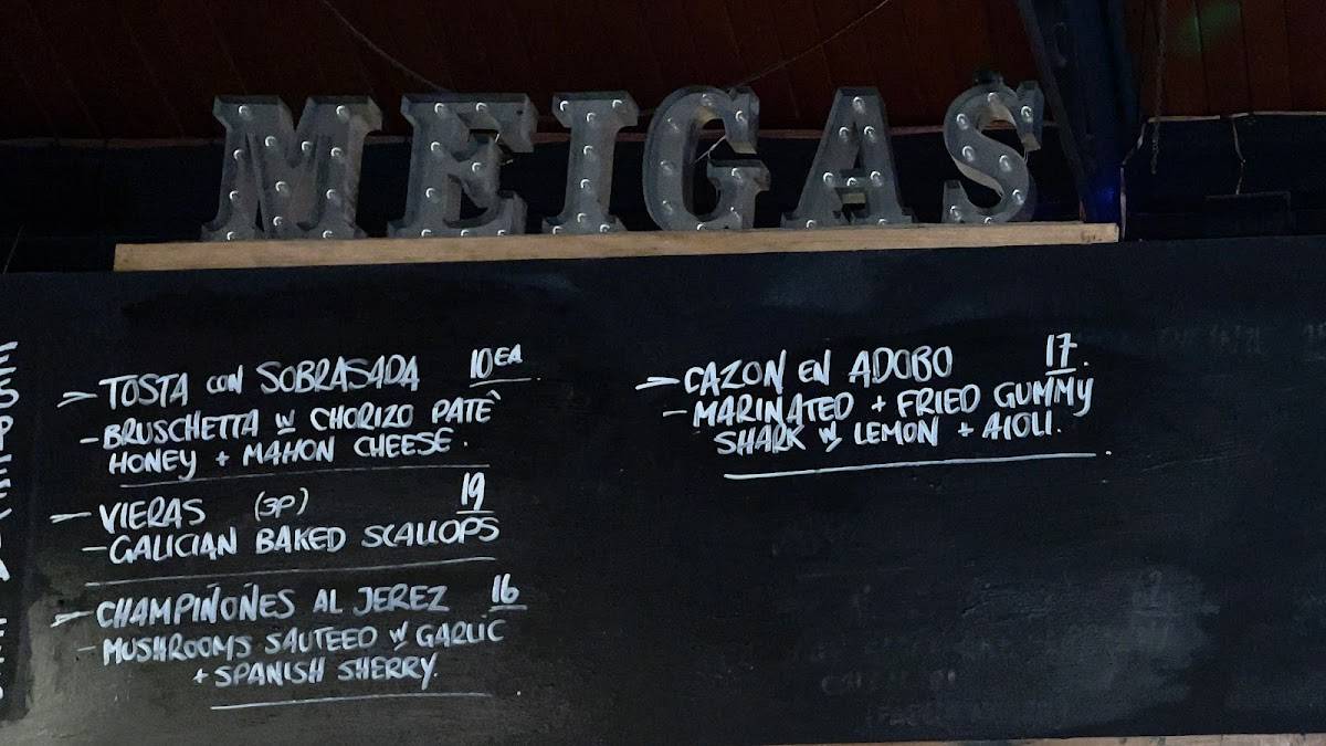 Menu at Meigas restaurant, Ballarat Central