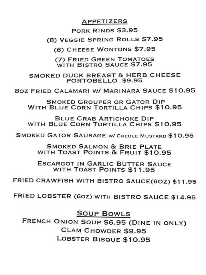 Menu at Blue Water Bay restaurant, Melrose