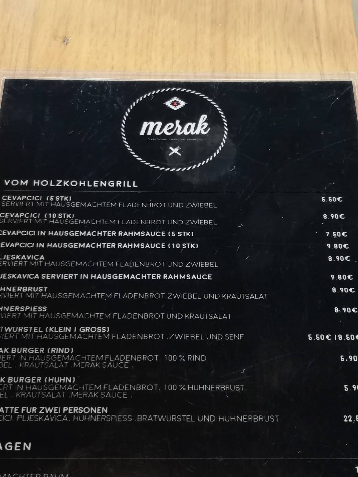 Speisekarte von Merak BBQ, Wien