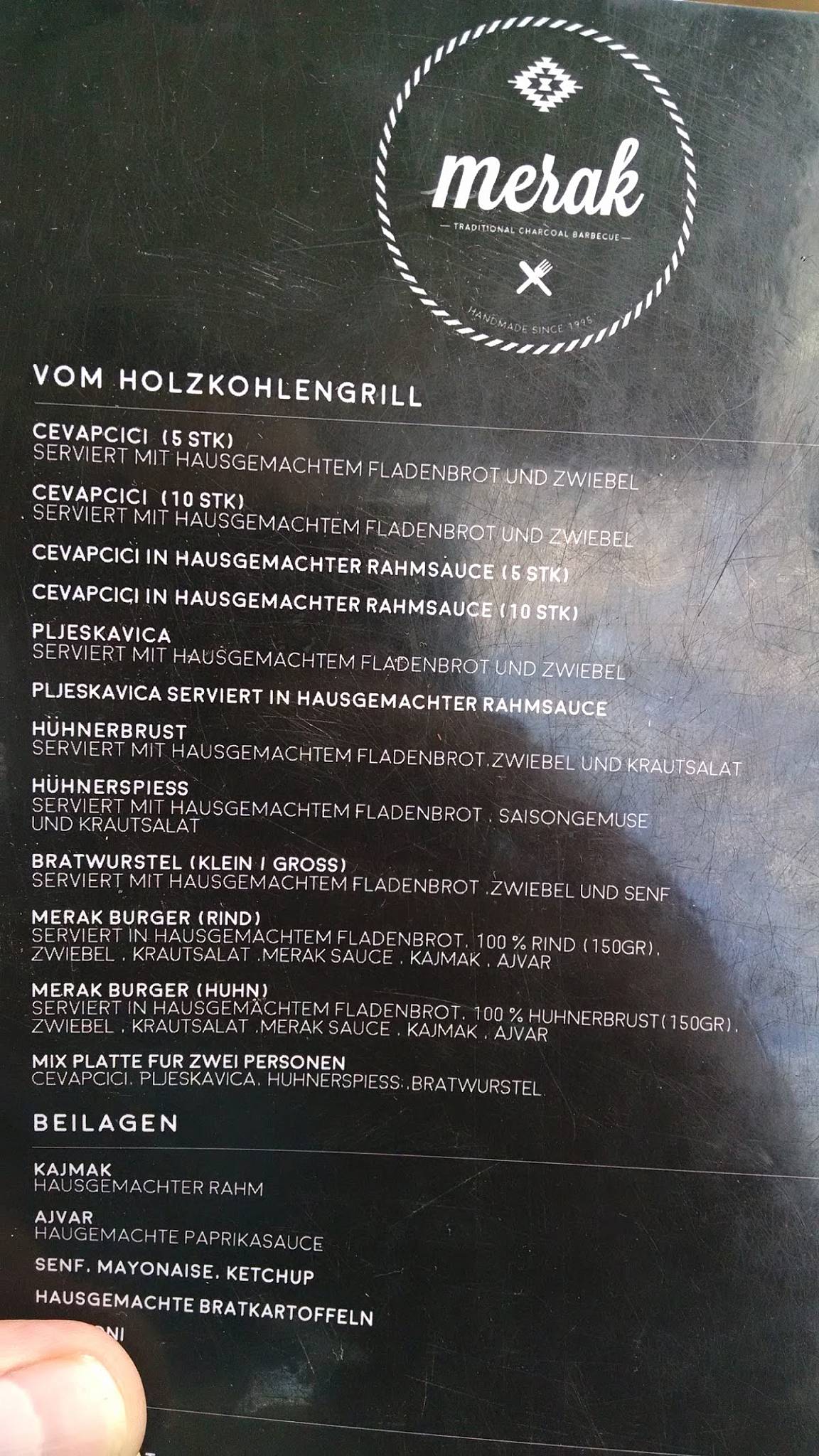 Speisekarte von Merak BBQ, Wien
