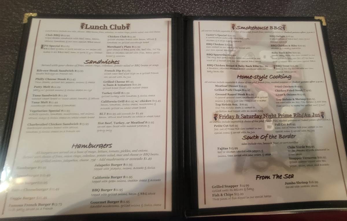 Menu at The Bar B-Q Pit, Merced