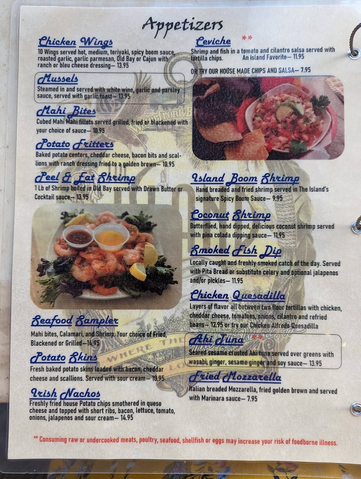 Menu at The Island Waterfront Bar and Grill, Merritt Island