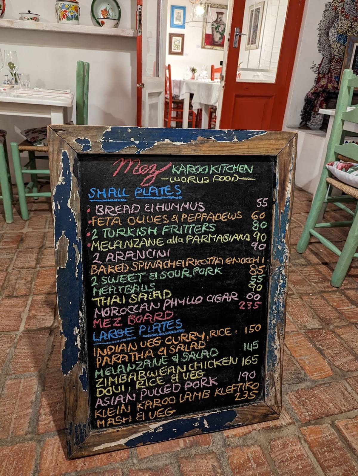 Menu at Mez Karoo Kitchen restaurant, Barrydale