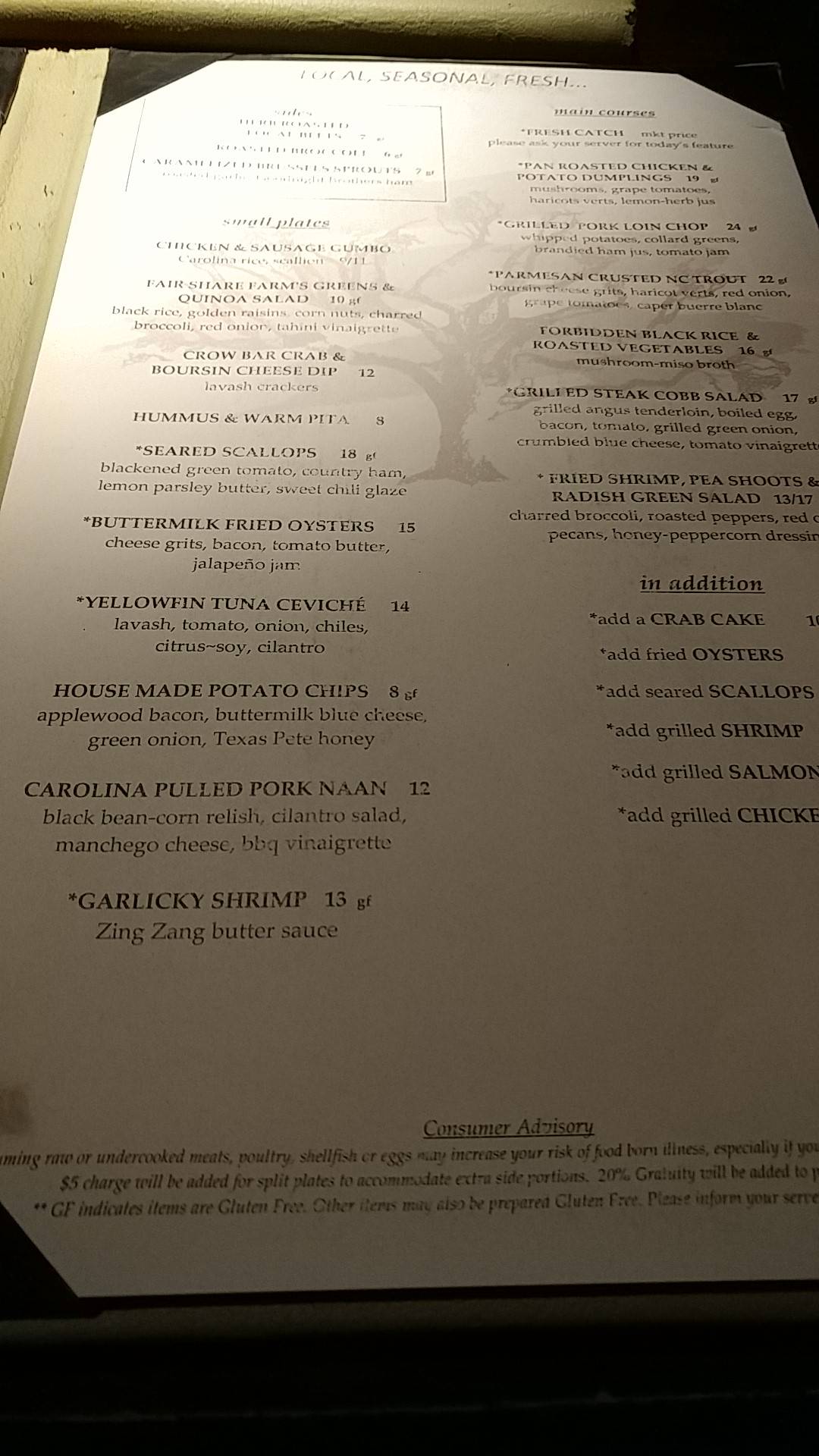 Menu at Milner's American Southern Restaurant And Catering, Winston-Salem