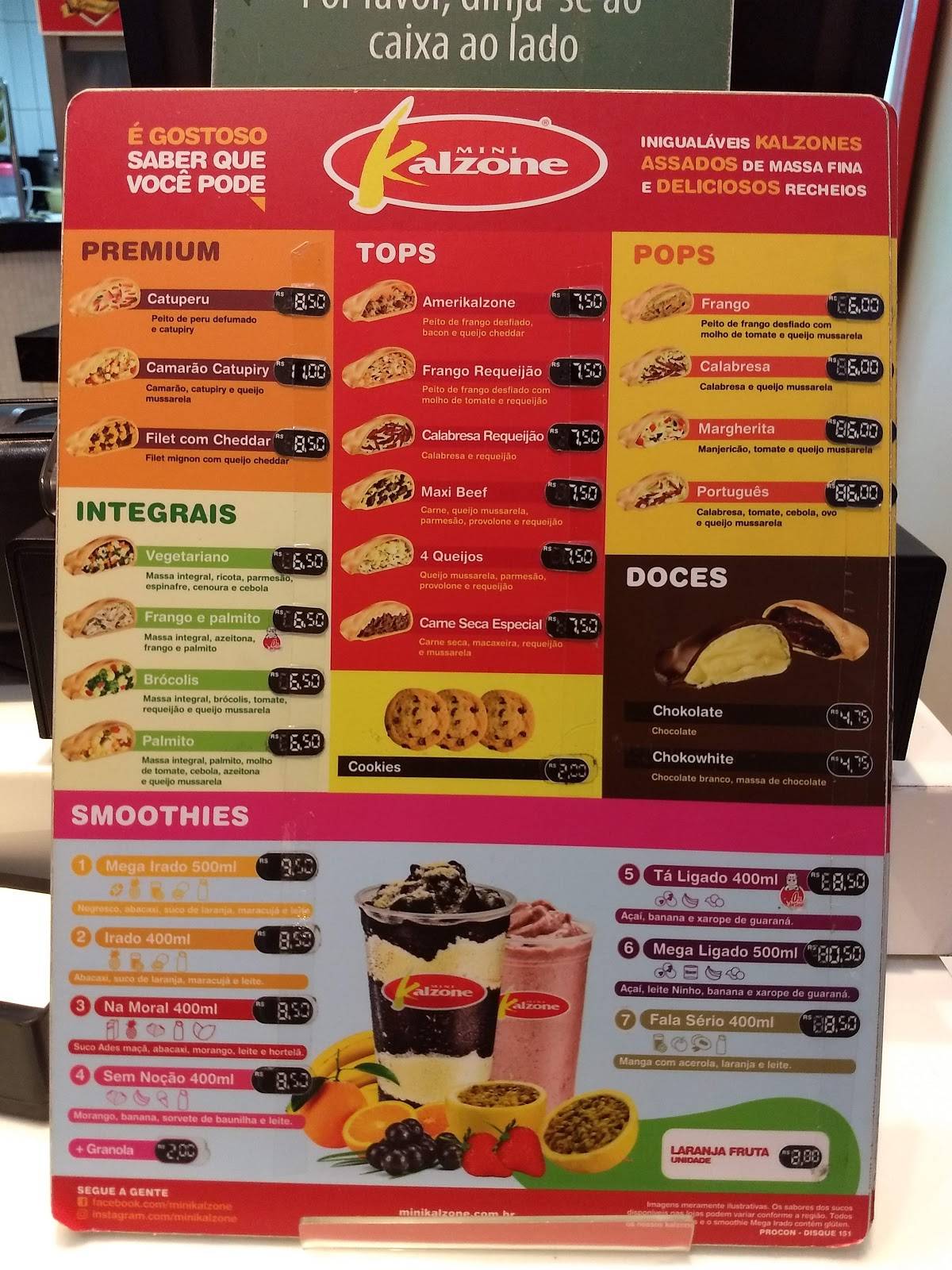 Menu em Mini Kalzone - Shopping Parangaba restaurante, Fortaleza, Avenida